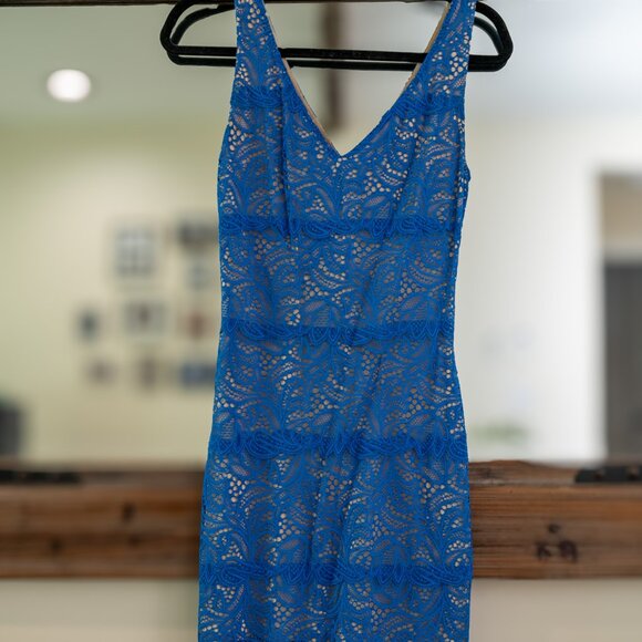 bebe | Dresses | Bebe Electric Blue Lace Bodycon Mini Dress | Poshmark